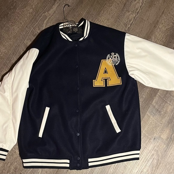 H&M | Jackets & Coats | Hm Navy Blue Varsitybaseball Jacket | Poshmark